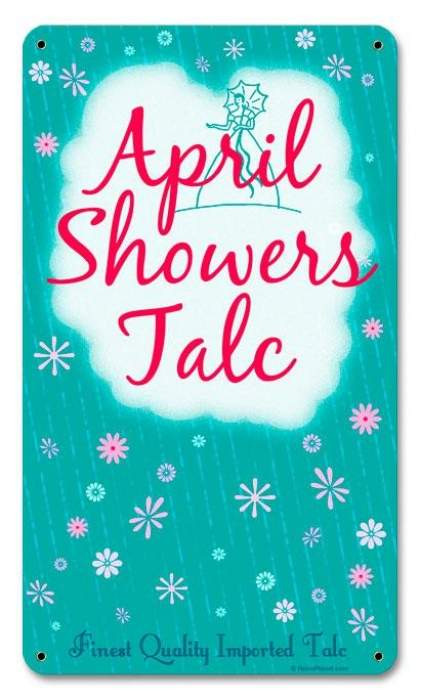 Vintage April Showers Metal Sign 8 x 14 Inches