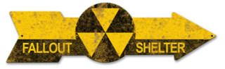 Fallout Shelter Circle Arrow Metal Sign 28 x 8 Inches