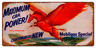 Mobilgas Maximum Power Metal Sign 24 x 12 Inches