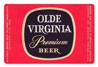 Olde Virginia Beer Metal Sign 18 x 12 Inches