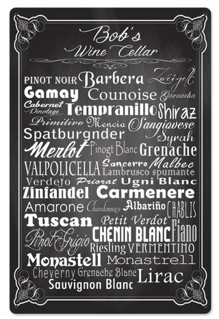 Wine Cellar Personalized Sign 16 x 24 Inches