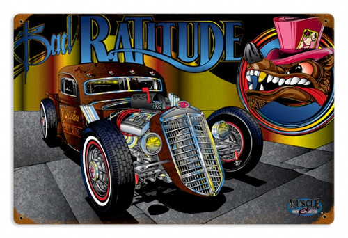 Vintage Rat Rod Vintage Iron Metal Sign 12 x 18 inches