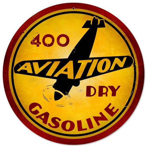 Vintage Aviation Gasoline Metal Sign 14 x 14 Inches Inches