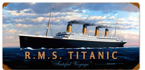Vintage RMS Titanic Metal Sign 24 x 14 Inches