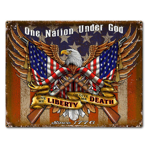 PAT One Nation Metal Sign 10 x 30 Inches