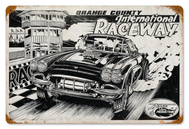Retro International Raceway Metal Sign 18 x 12 Inches