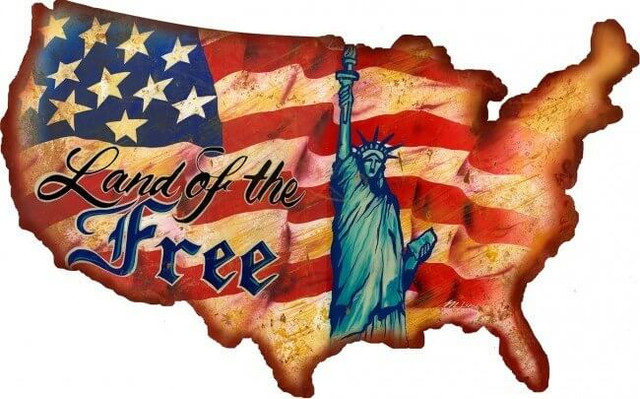 Land Of The Free USA Metal Sign 19 x 12 Inches