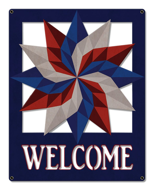 Starburst Design Welcome Metal Sign 12 x 15 Inches