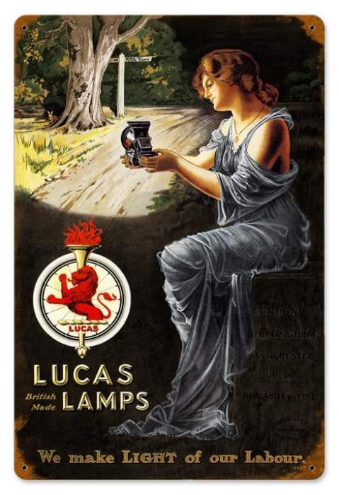 Retro Lucas Lamps Metal Sign 18 x 12 Inches