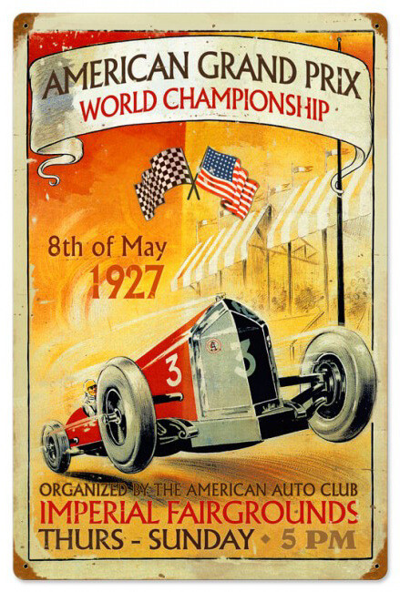 Retro American Grand Prix Metal Sign 16 x 24 Inches