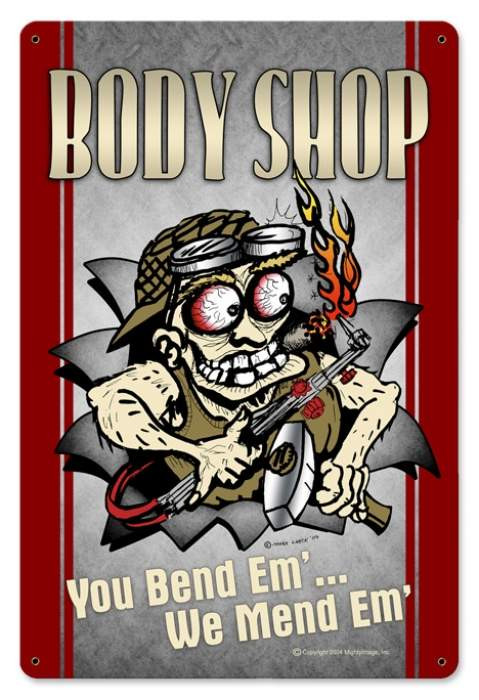 Vintage Body Shop Metal Sign 12 x 18 Inches
