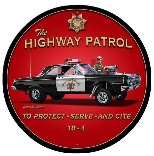 Highway Patrol Round Metal Sign 28 x 28 Inches