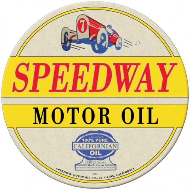 Vintage Speedway Oil Round Metal Sign 14 x 14 Inches