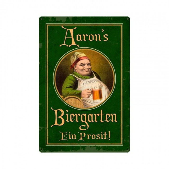 German Beer Garden Metal Sign - Personalized 12 x 18 Inches
