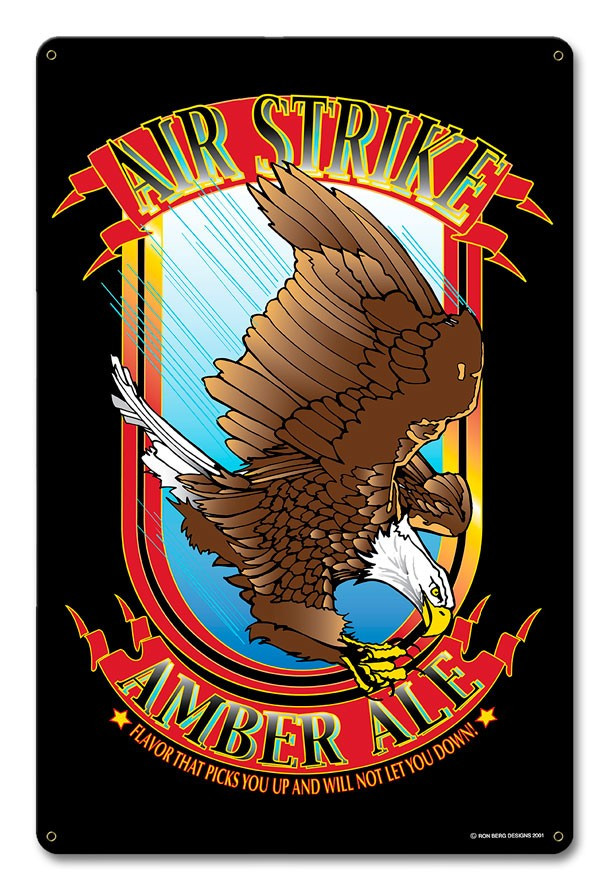Airstrike Amber Ale Metal Sign 12 x 18 Inches