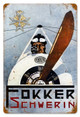 Retro Fokker Schwerin Metal Sign 18 x 12 Inches