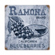 Retro Ramona Blueberries Metal Sign 12 x 12 Inches