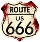 Retro Route 666 Shield Metal Sign 15 x 15 Inches