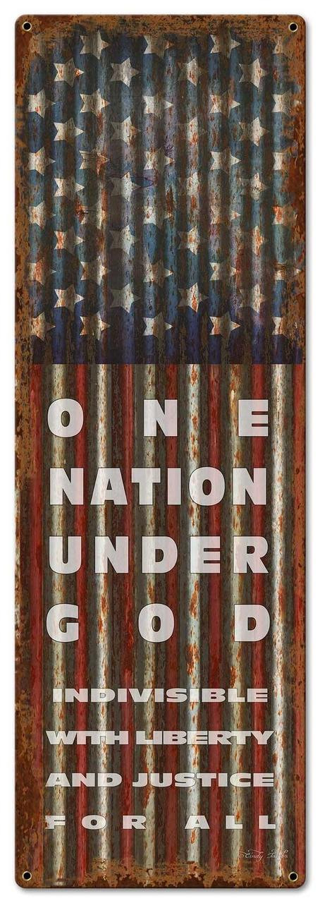 PAT One Nation Metal Sign 10 x 30 Inches