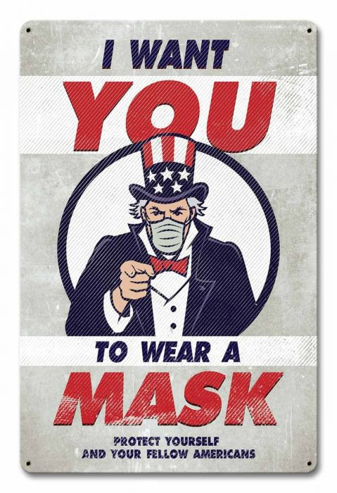 Uncle Sam Wear Mask Metal Sign 12 x 18 Inches