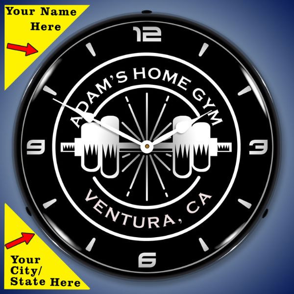 Personalized Home Gym LED Lighted Wall Clock 14 x 14 Inches (Add Your ...