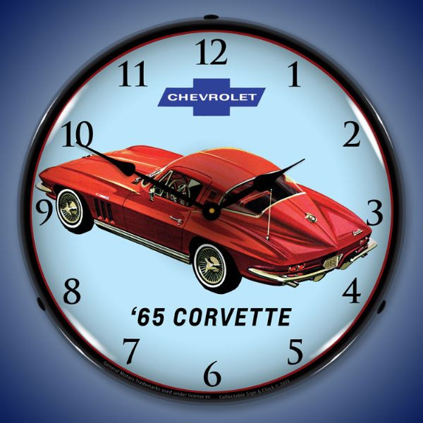 1965 Corvette LED Lighted Wall Clock 14 x 14 Inches