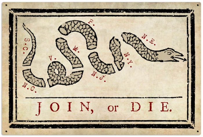 Retro Join or Die Metal Sign 36 x 24 Inches