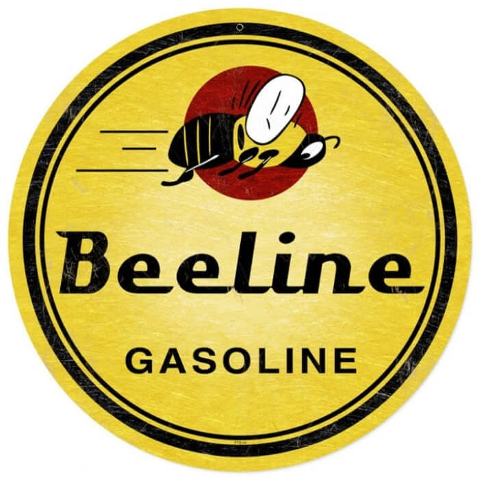 Retro Bee Line Gasoline Metal Sign 14 x 14 Inches