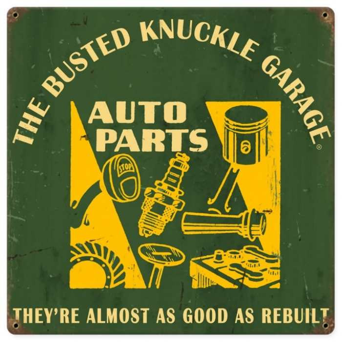 Vintage Auto Parts Metal Sign 12 x 12 Inches