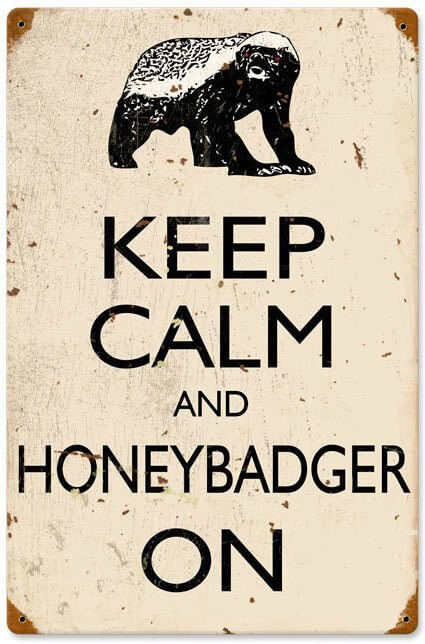 Retro Honey Badger Metal Sign 12 x 18 Inches