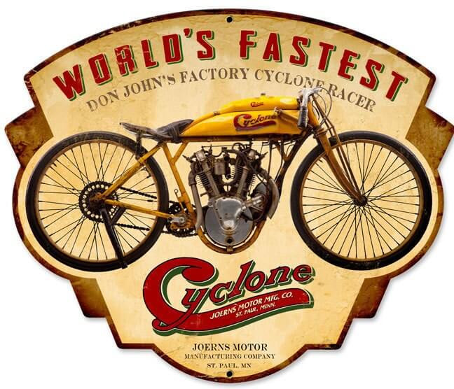Retro Cyclone Metal Sign 17 x 14 Inches