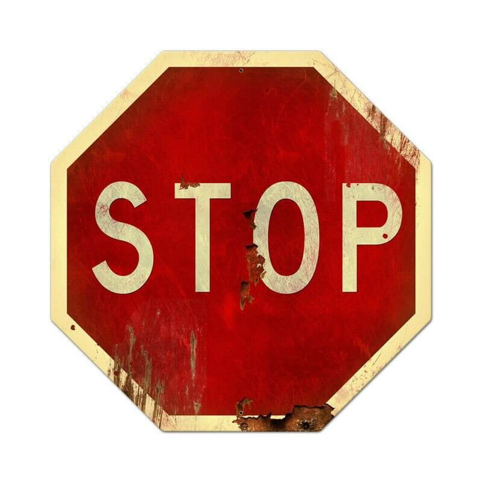 Retro Stop Sign Metal Sign 28 x 28 Inches