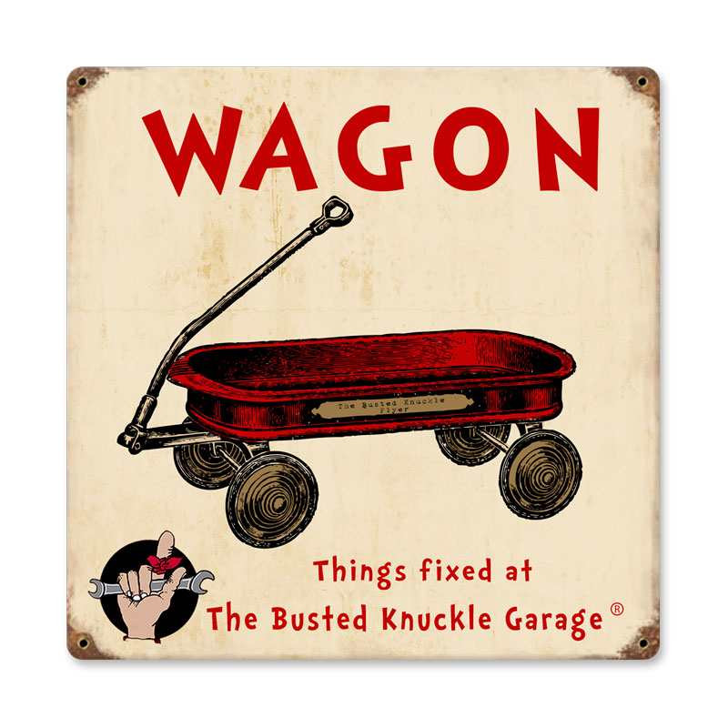 Retro Kids Wagon Metal Sign 12 x 12 Inches
