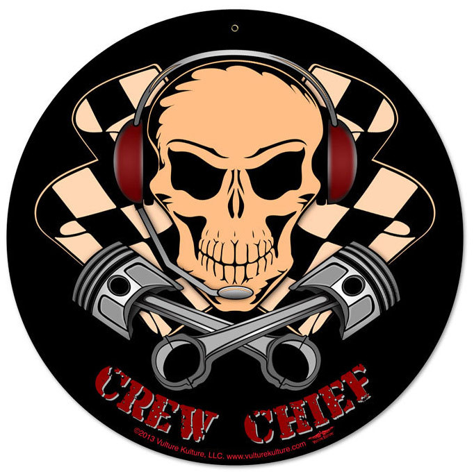 Crew Chief Round Metal Sign 14 x 14 Inches