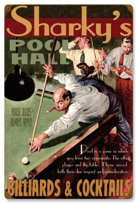 Retro Pool Hall Metal Sign - Personalized 16 x 24 Inches