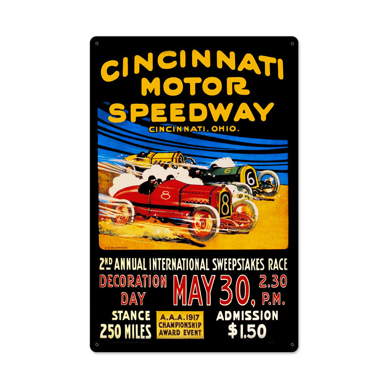 Cincinnati Motor Speedway Metal Sign 16 x 24 Inches