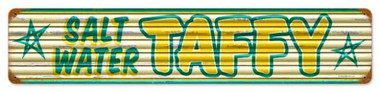Retro Salt Water Taffy Metal Sign 28 x 6 Inches