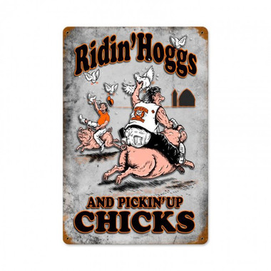 Riding Hogs Metal Sign 12 x 18 Inches