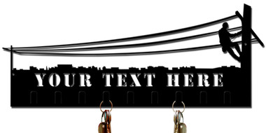 Lineman Key Holder Personalized Cut Out Metal Sign 21 x 7 Inches