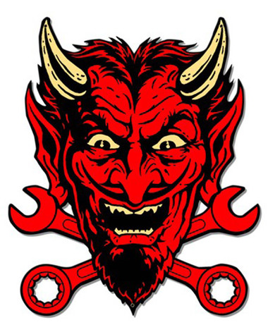 Devil Wrench Metal Sign 24 x 29 Inches