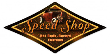 Speed Shop Metal Sign 28 x 14 Inches