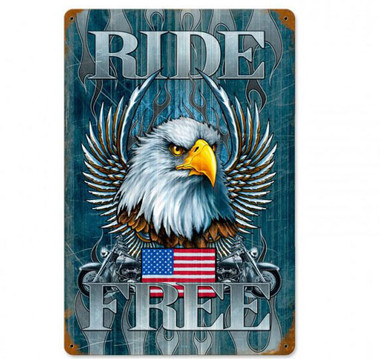 Ride Free Metal Sign 12 x 18 Inches
