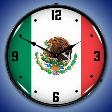 Mexican Flag LED Lighted Wall Clock 14 x 14 Inches