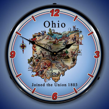 State of Ohio LED Lighted Wall Clock 14 x 14 Inches