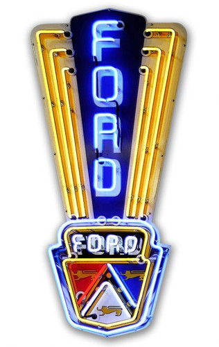 Ford 'Neon Style' Metal Sign 11 x 23 Inches