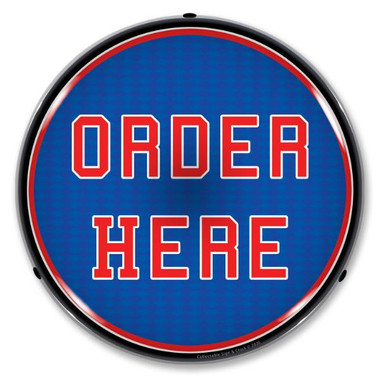 Order Here LED Lighted Business Sign 14 x 14 Inches