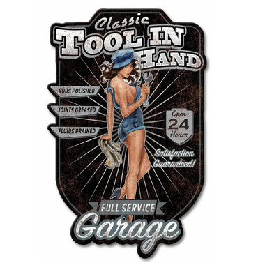Tool in Hand Metal Sign 12 x 18 Inches