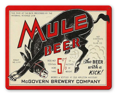Mule Beer Metal Sign 15 x 12 Inches