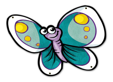 Aqua Butterfly Custom Shape Metal Sign 18 x 13 Inches