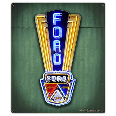 Ford Neon Style Metal Sign 17 x 20 Inches